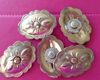 New Pair Hansen Western Tassel Loop Conchos Silver Plate