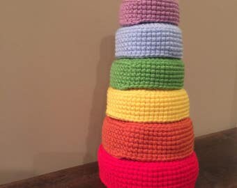 Crochet stacking toy | Etsy