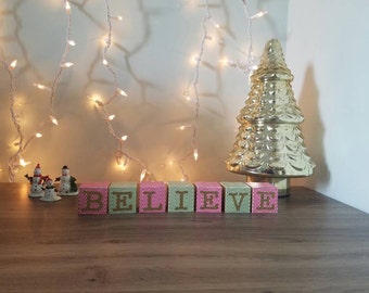 Believe blocks | Etsy