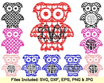 Owl monogram svg | Etsy