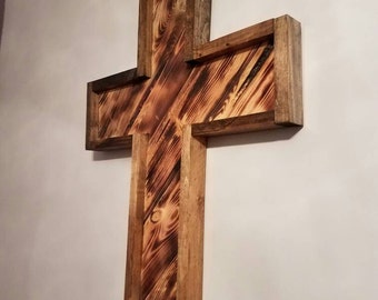 Wood burned cross | Etsy