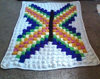 Afghan Pattern .. Stunning Butterfly Rug .. PDF Crochet