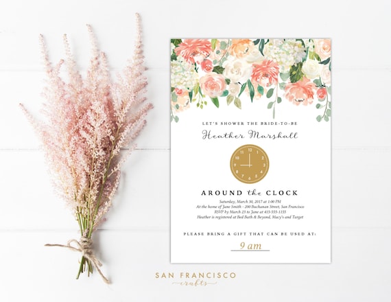 Around the Clock Bridal Shower Invitation Instant Download