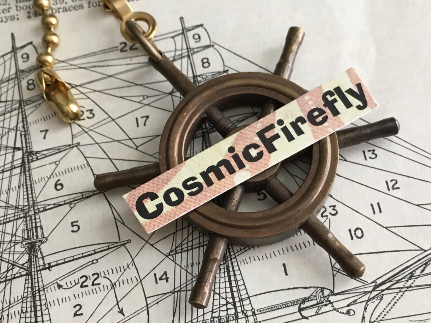 Nautical Ship's Wheel Fan Pull Steampunk Fan Pull Chain