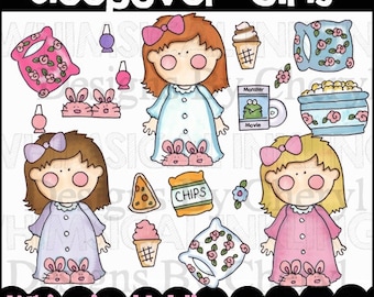 Sleepover clip art | Etsy