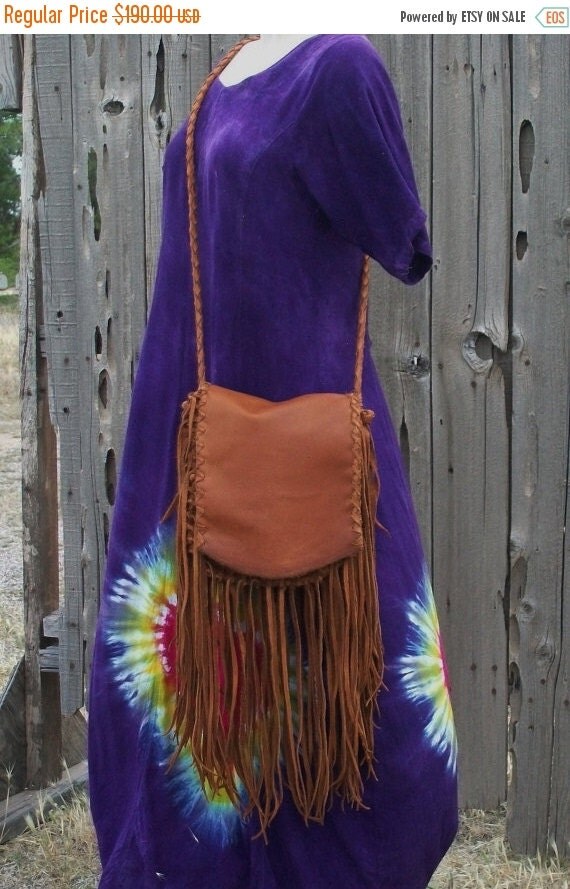 Handmade leather handbag with lots of fringe Custo by thunderrose