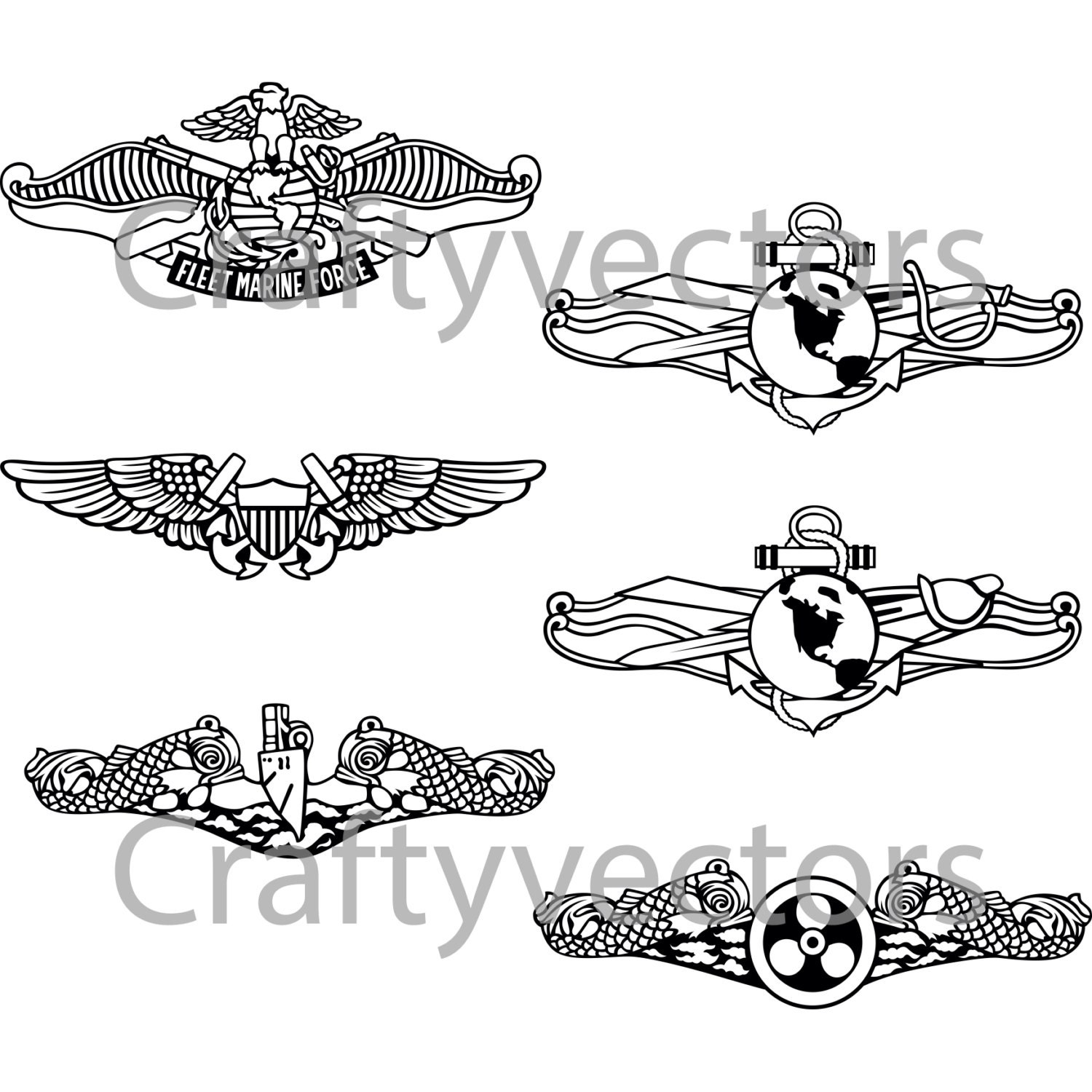 Armed Forces Officer pins Vector File
