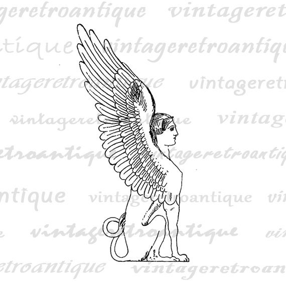 Digital Printable Sphynx Image Download by VintageRetroAntique