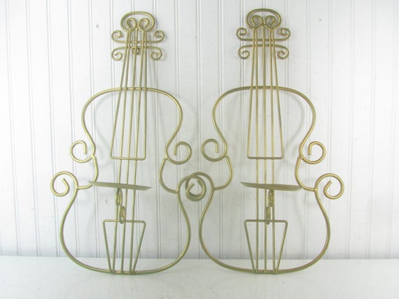 SHABBY CHIC DECOR Metal guitar candle holder by KarensChicNShabby