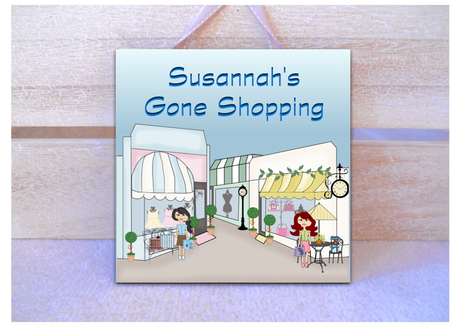 Gone Shopping Sign Fun Hanging Custom-Made Door Plaque:
