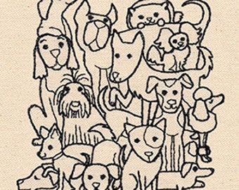 8x10 Puppy Art color fine art print Dog Pile Drawing