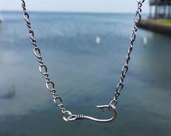 16 Sideways Fish Hook Necklace