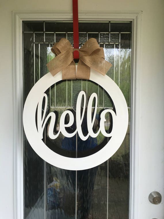 Hello door hanger hello sign front door decor door hanger