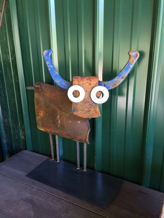 Cow/Steer Metal/Yard Art re-used re-purposed up-cycled