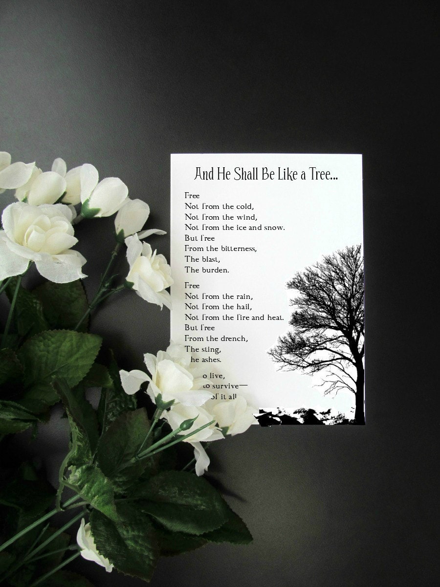 Psalm 1:3 He Shall Be Like a Tree Poem Print Black and White