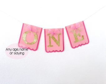 Pink and gold banner | Etsy