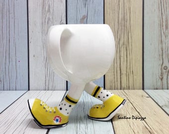 Handmade Unique Walking Cups Mugs and Whimsical by WalkingPottery