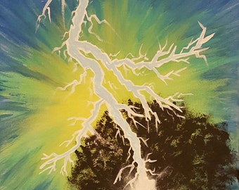 Monochrome Lightning Bolt Double-Ended Art Print Modern