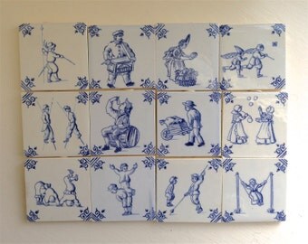 Delfts blauwe tegels | Etsy