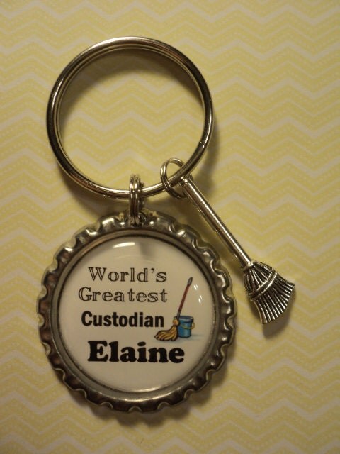 World's Greatest Custodian/Janitor key chain with charms