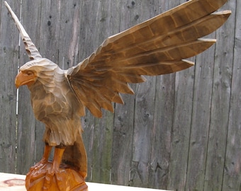 Hawk wood carving | Etsy