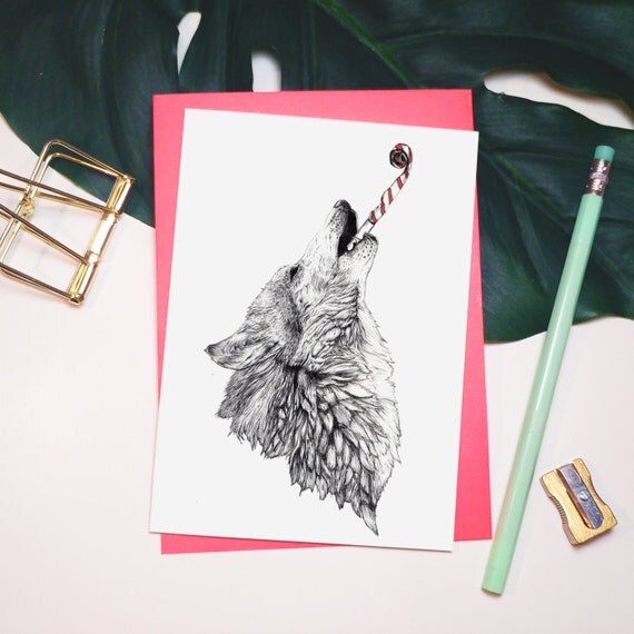 Wolf Greetings Card // Party A6 Blank Card