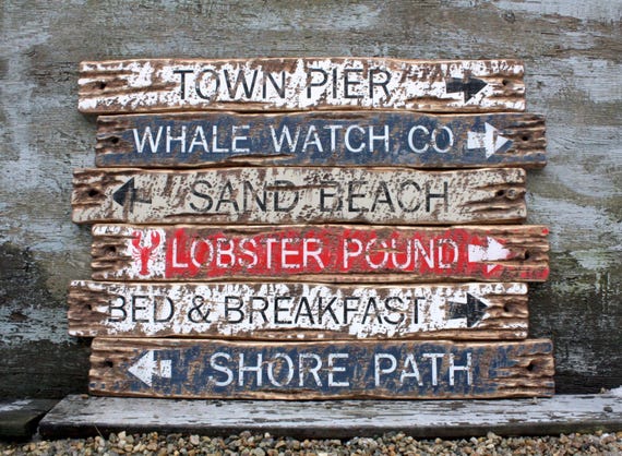 Bar Harbor Sign Set Nautical Signs Maine Lobster Beach Decor