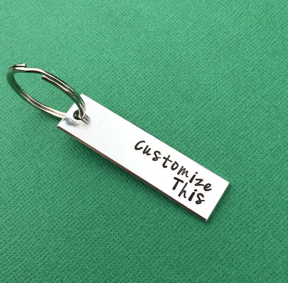Custom Hand Stamped Keychain Personalized Aluminum Gift