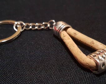 Wine cork keychain beaded cork keychain cork keyring