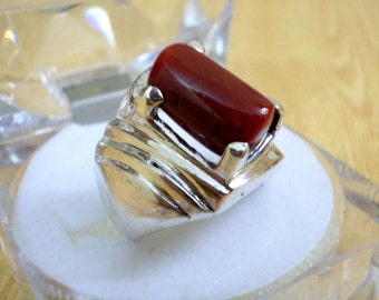 Red stone mens ring | Etsy