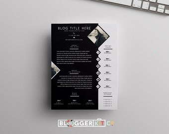 One-Page Media Kit Template Press Kit Template by BloggerKitCo