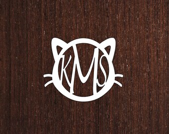 Cat monogram decal | Etsy