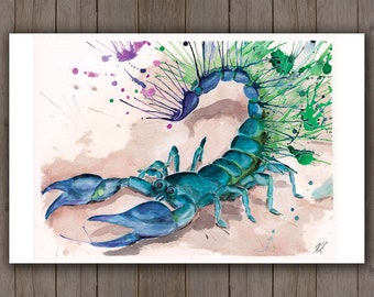 Watercolor scorpion | Etsy