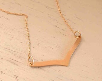 Gold chevron necklace gold v shape necklace 14k gold filled
