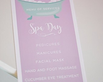Spa party printable | Etsy