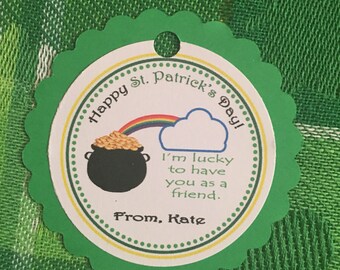 Happy St. Patrick's Day Favor Tags Pot of Gold St.
