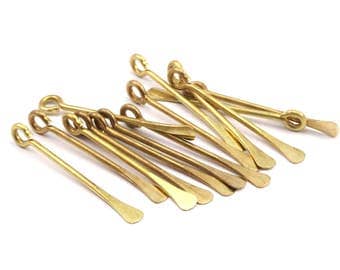 Hammered Brass Paddle Set Stick Pendant Charm Pins