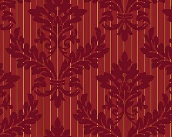 Red damask fabric | Etsy