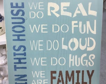 Custom Carved Wooden Sign In This House We Believe In