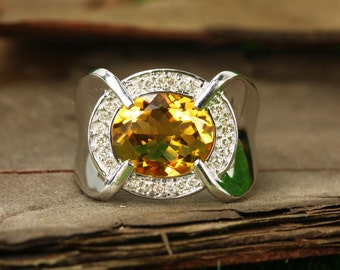 Large citrine ring | Etsy