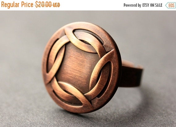 HOLIDAY SALE Copper Celtic Knot Ring. by StumblingOnSainthood