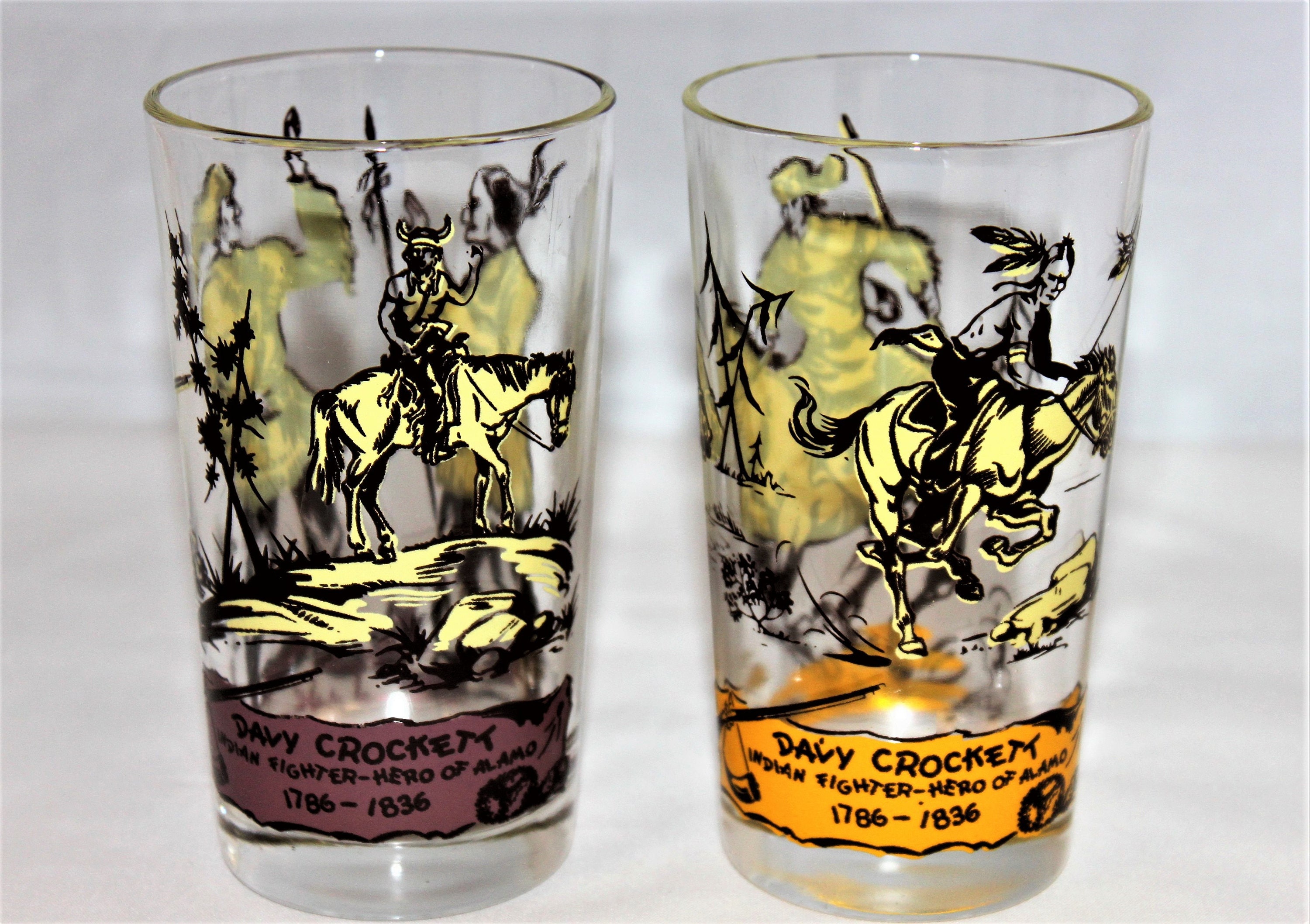 Vintage set of 1950s Davy Crockett Drinking Glasses