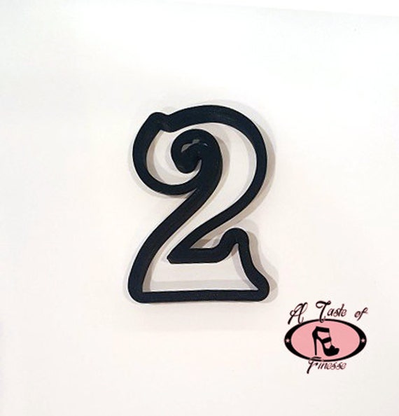 Number 2 Cookie Cutter 3D Printed Fancy Number Two Fondant