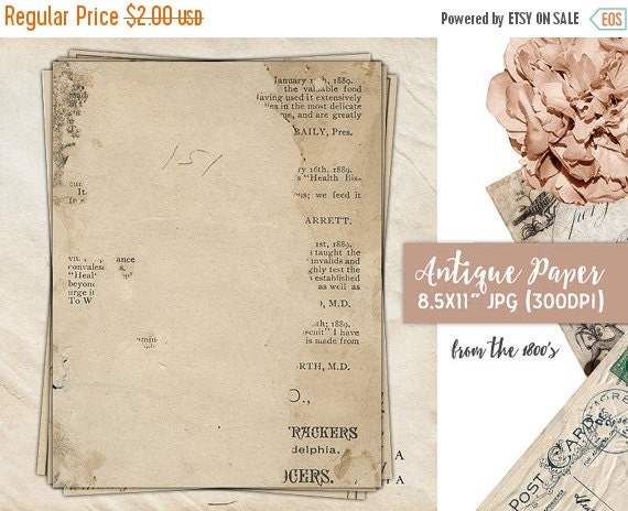 60% OFF SALE Antique Ad Paper Worn Torn Paper by DIYVintageArt
