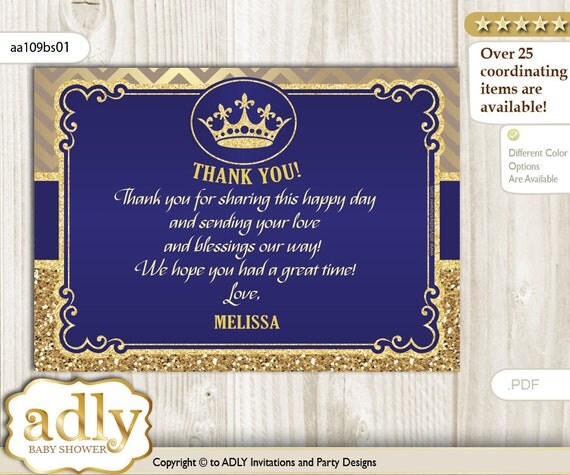 Royal Prince Thank you Card with Personalization Royal Prince