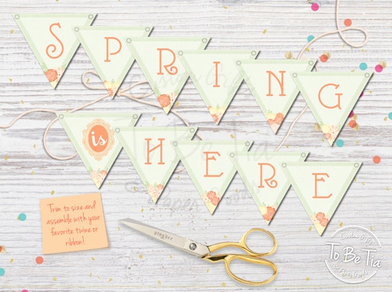 Items similar to Spring is Here Seasonal Bunting - Printable/Instant ...