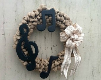 Music note wreath | Etsy
