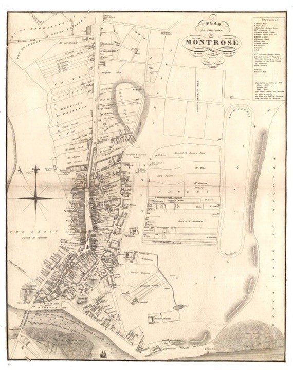 Old map of Montrose Fine Art Print vintage town survey in