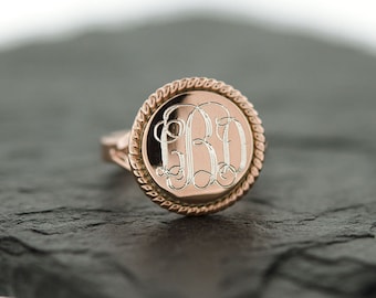Monogram ring | Etsy