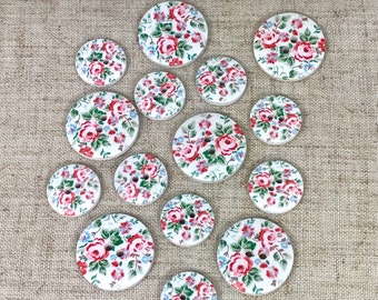 Pink rose buttons | Etsy